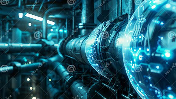 Futuristic Industrial Pipeline with Digital Interface, Generative AI ...