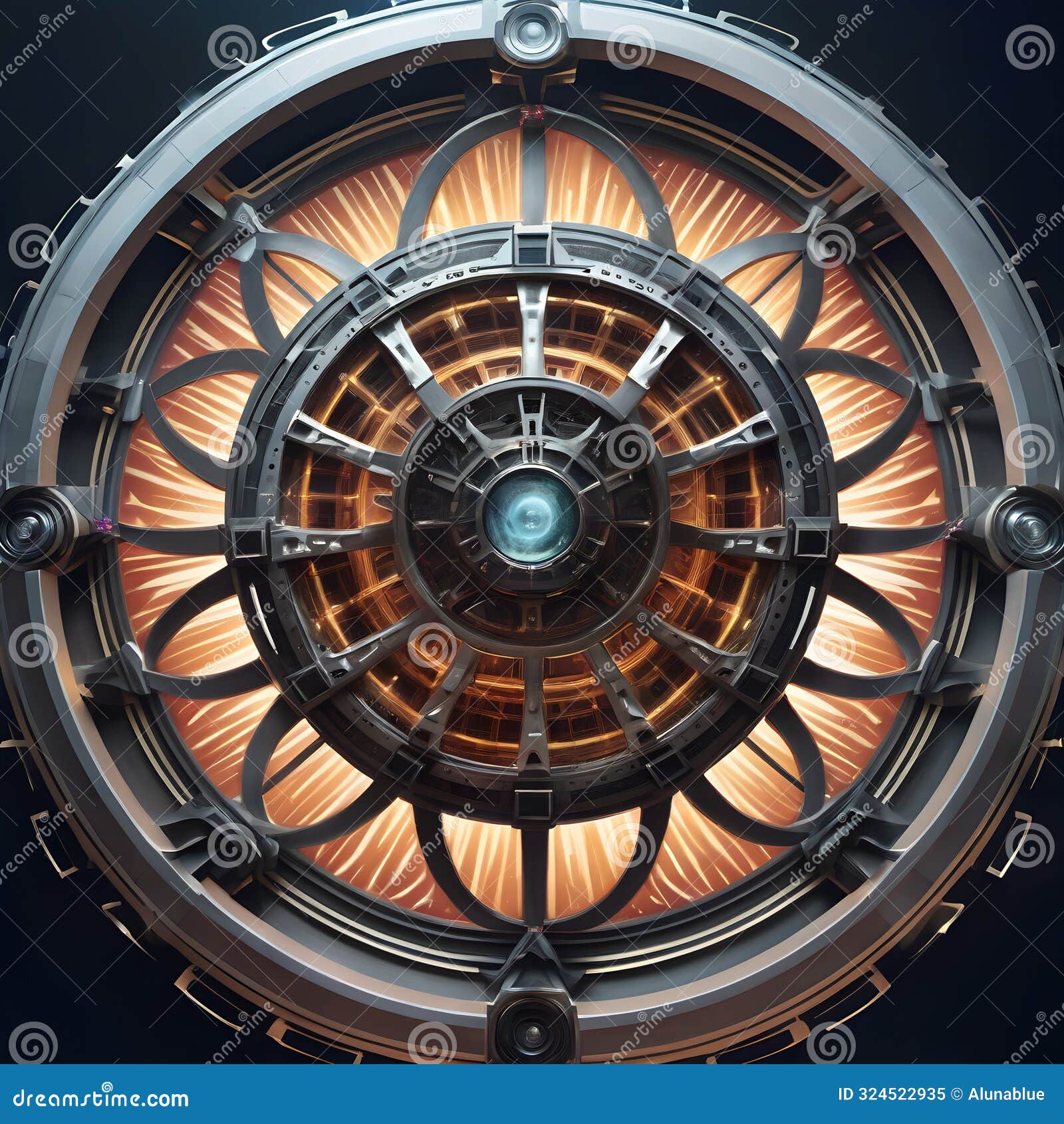 Futuristic Sci-Fi Engine Core with Glowing Elements Stock Image - Image ...