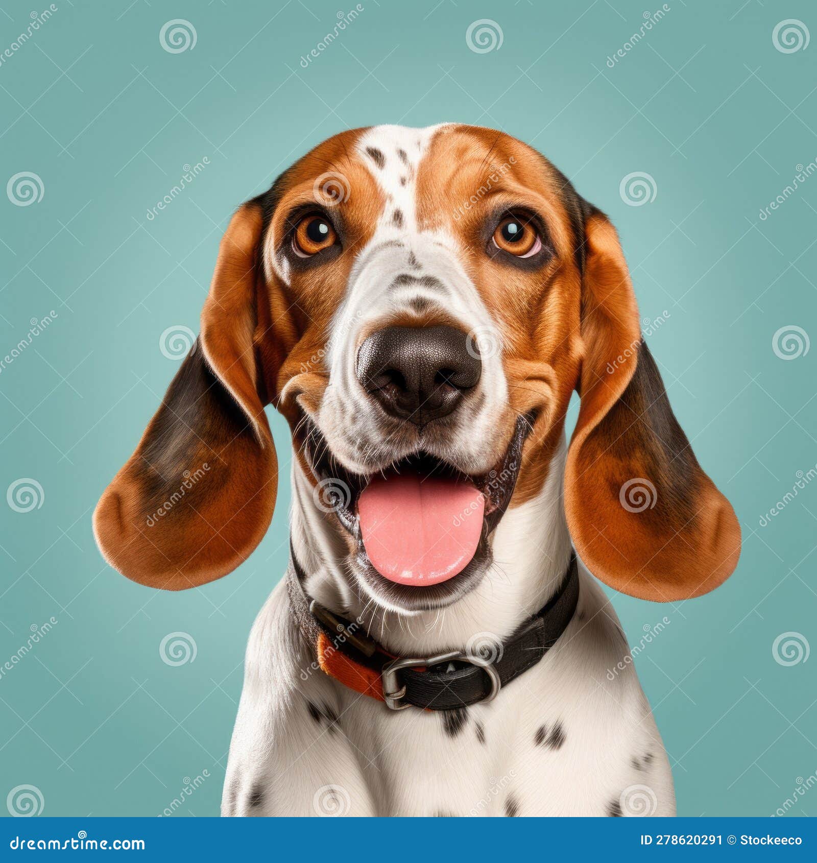 Cheerful Hound Breed Dog Smiling On Brown Background Royalty-Free ...