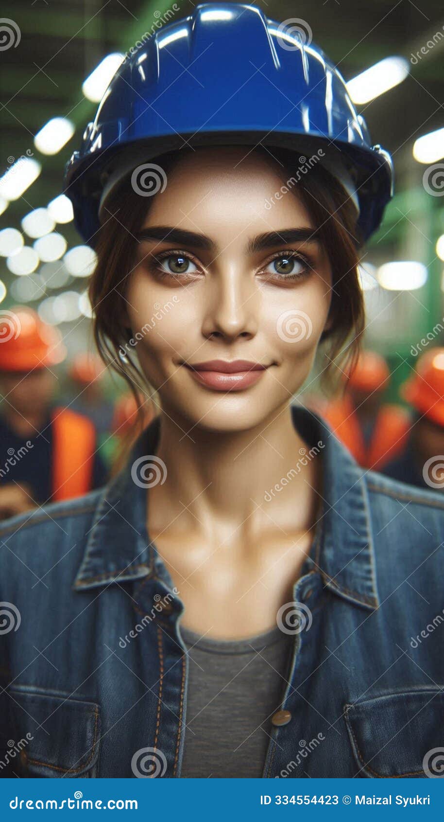 Focused Worker in Blue Uniform and Cap at Manufacturing Plant with ...