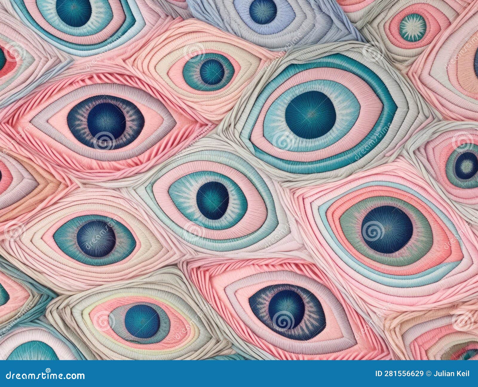 Psychedelic Pastels with Mesmerizing Eye Patterns Stock Illustration ...