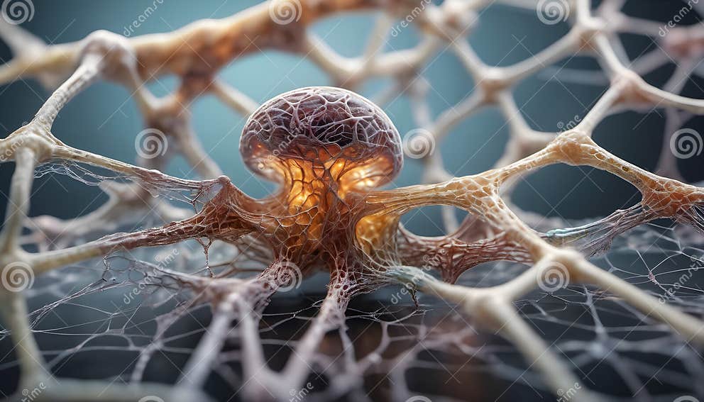 Glowing Neural Network Node in Web-like Organic Structure Stock Photo ...