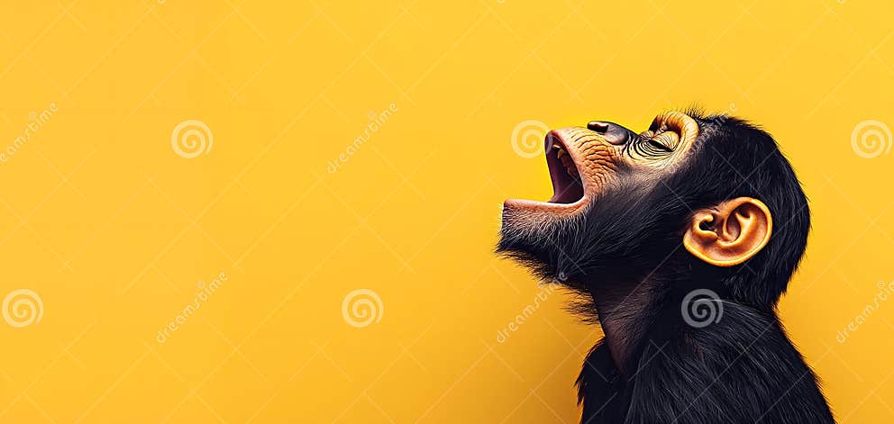 A Playful Chimpanzee Expresses Joy with a Charming Smile Against a ...