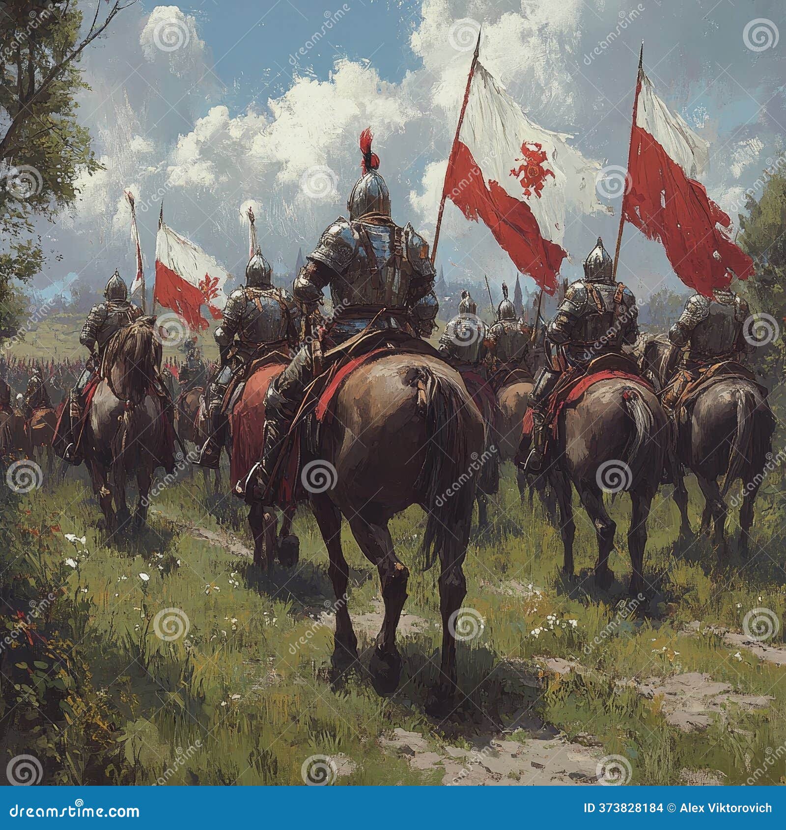 Polish Warrior On Horse. Military Horseman, Armored Rider Riding With ...