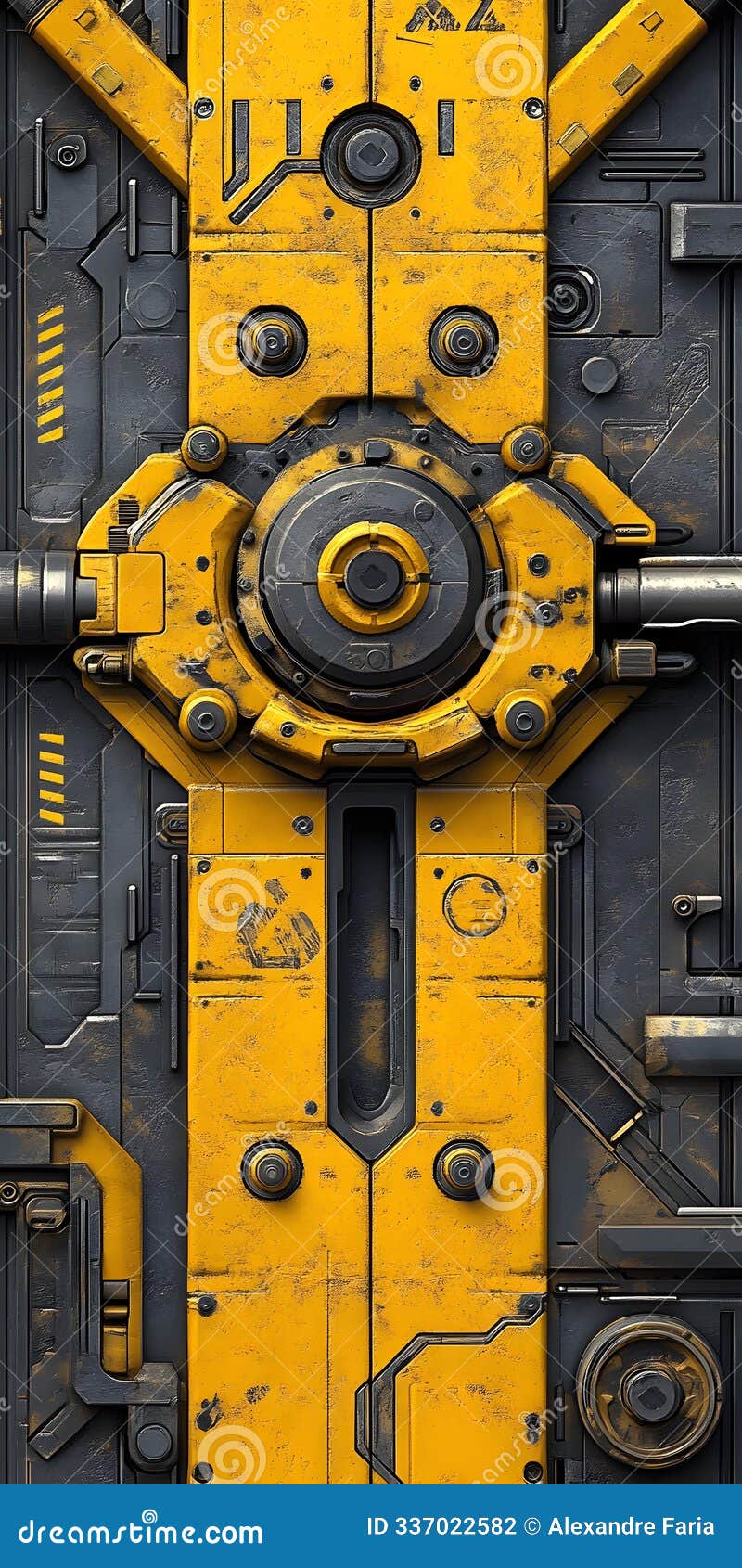 Futuristic Mechanical Design with Central Gear Stock Illustration ...