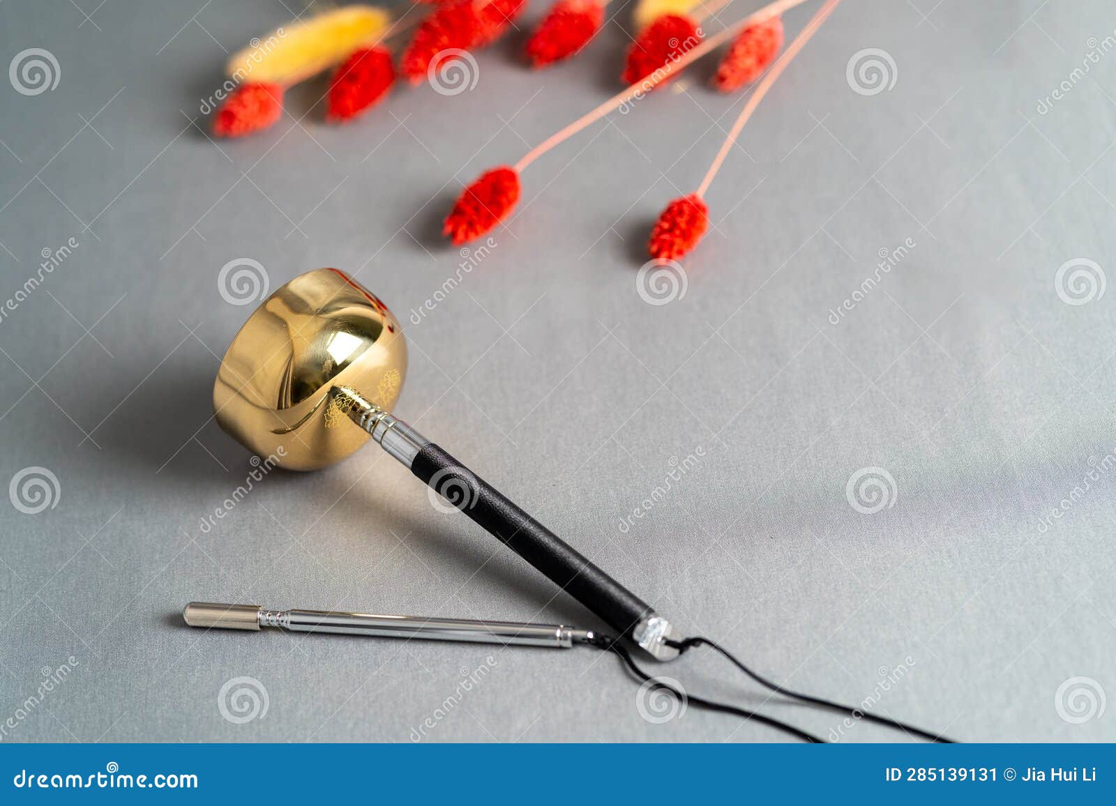 A Brass-Colored Extendable Buddhist Inverted Bell Stock Image - Image ...