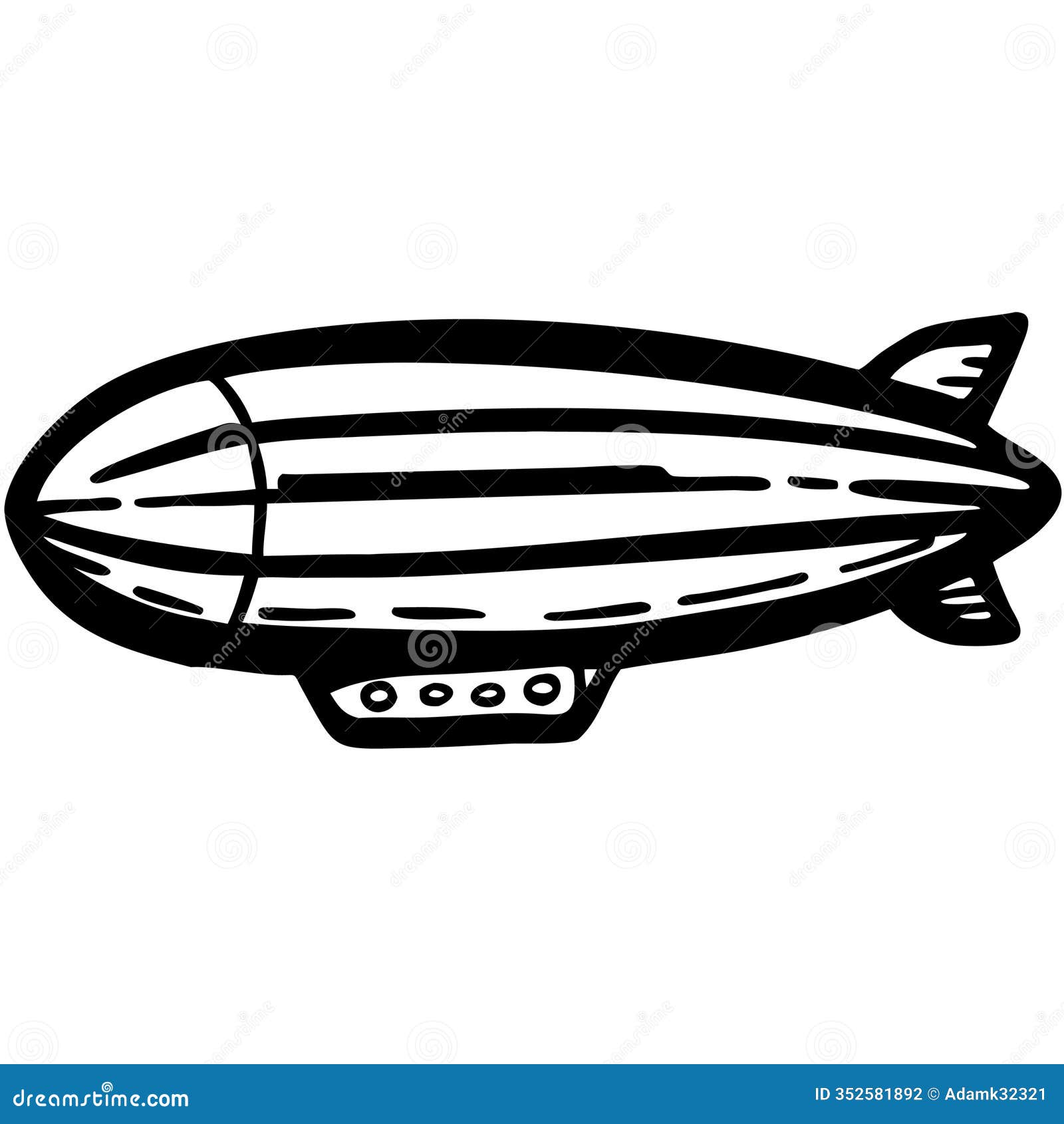 Black and White Vector Art of Airship Blimp Outline for Craft and ...