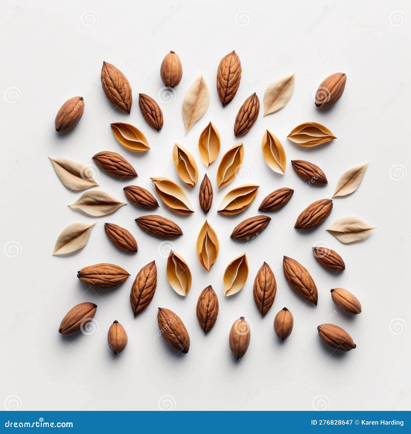 Minimalism Pattern of Almonds on a White Background Stock Illustration ...
