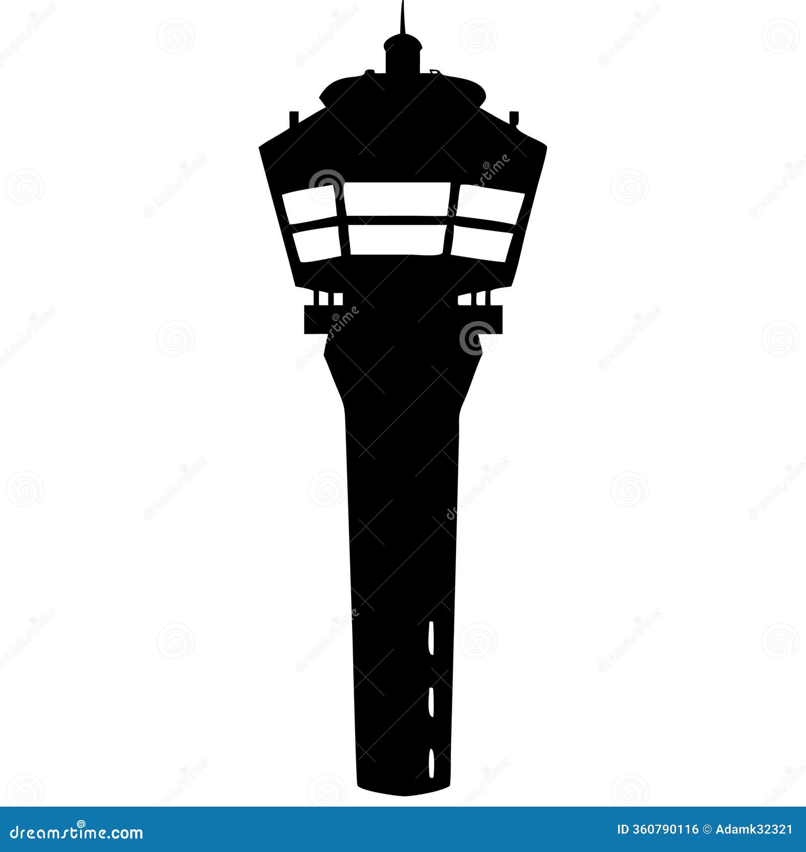 Air Traffic Control Tower Silhouette Vector for Aviation Design and ...
