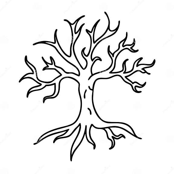 Minimalistic Leafless Tree Silhouette Vector for Nature and Seasonal ...