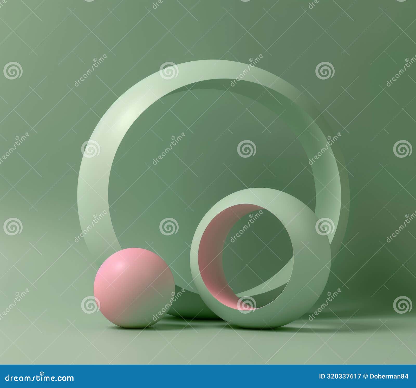 Modern Pastel Abstract Geometric Composition with Sphere and Circular ...