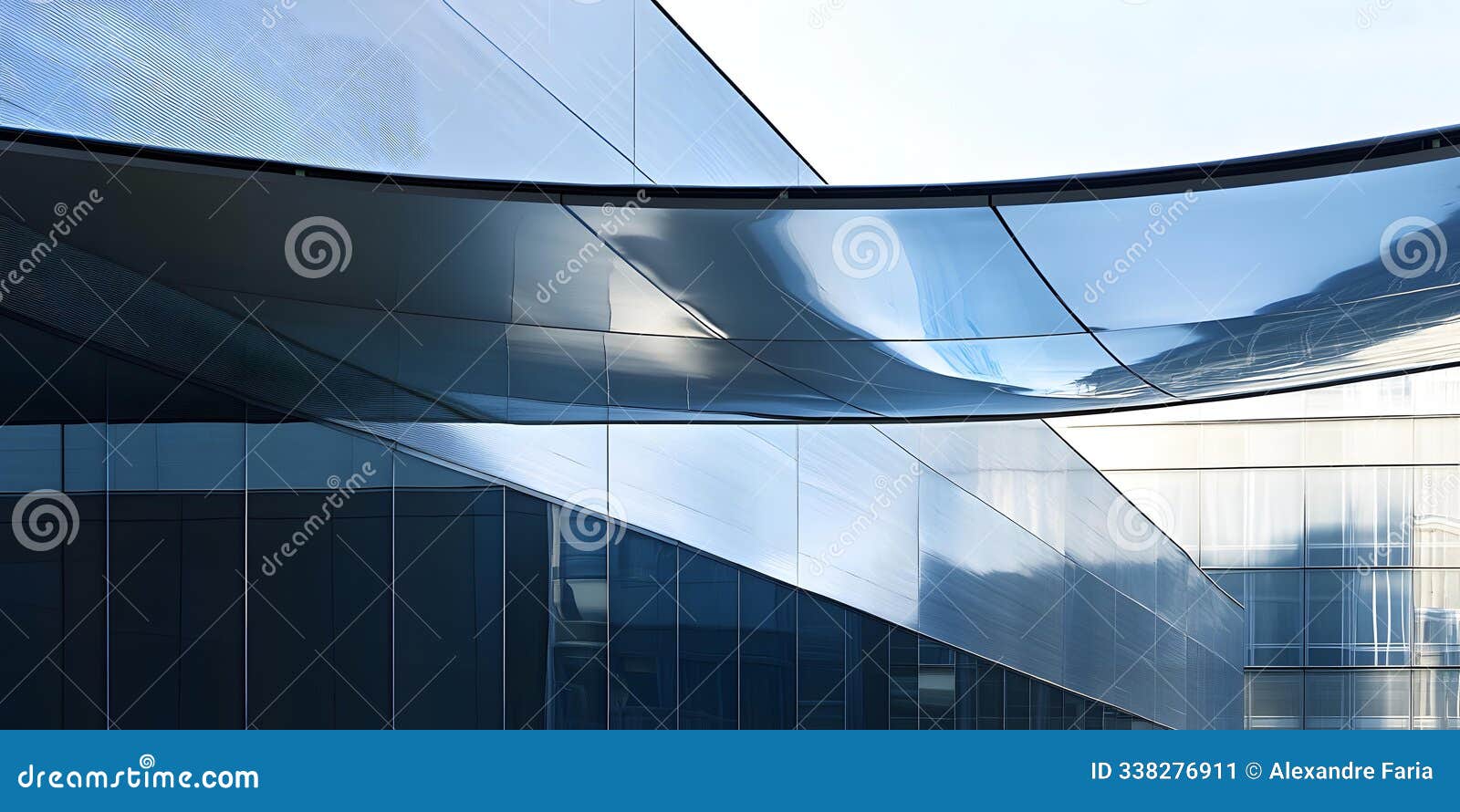 Modern Architectural Design with Curved Glass Facade Stock Illustration ...