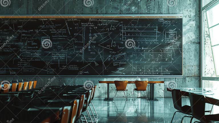 Modern Classroom with Advanced Chalkboard Concepts, Generative AI Stock ...