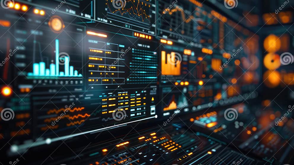 Multifaceted Computer Screen Displaying Diverse Data Types. Stock ...