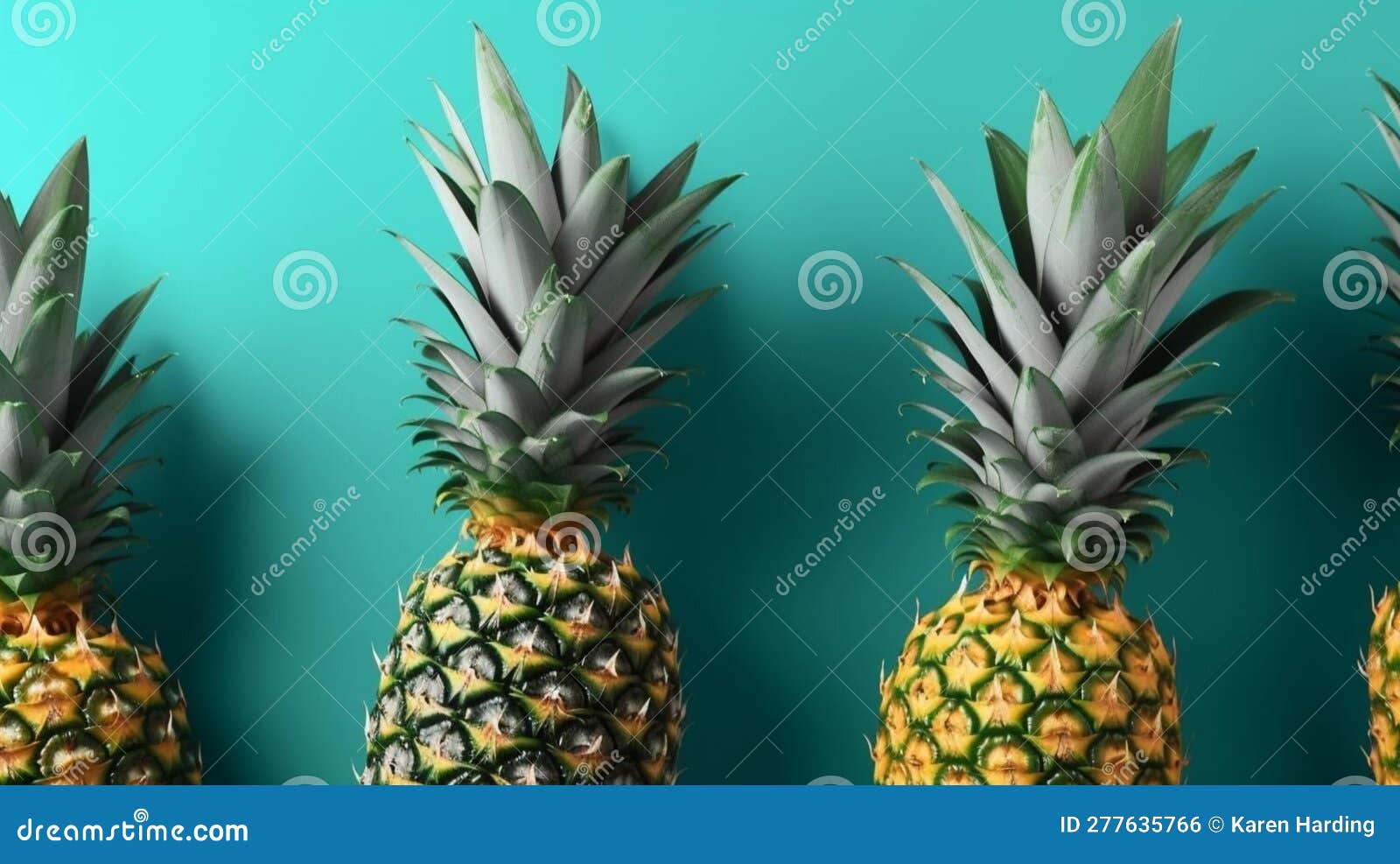 Pineapples on a Blue Background Stock Illustration - Illustration of ...