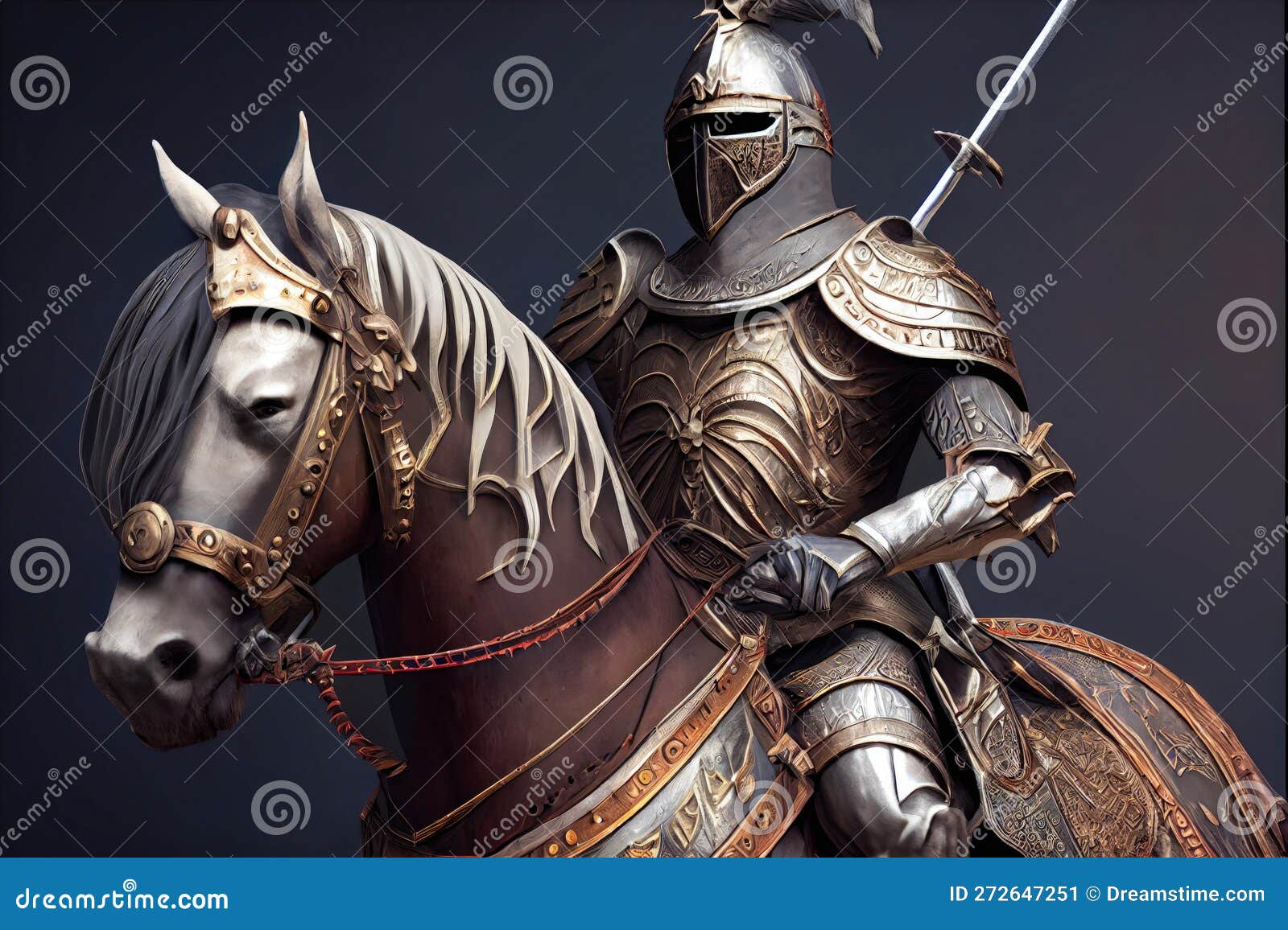 Heavy Warrior on Horseback - Generative AI Stock Illustration ...