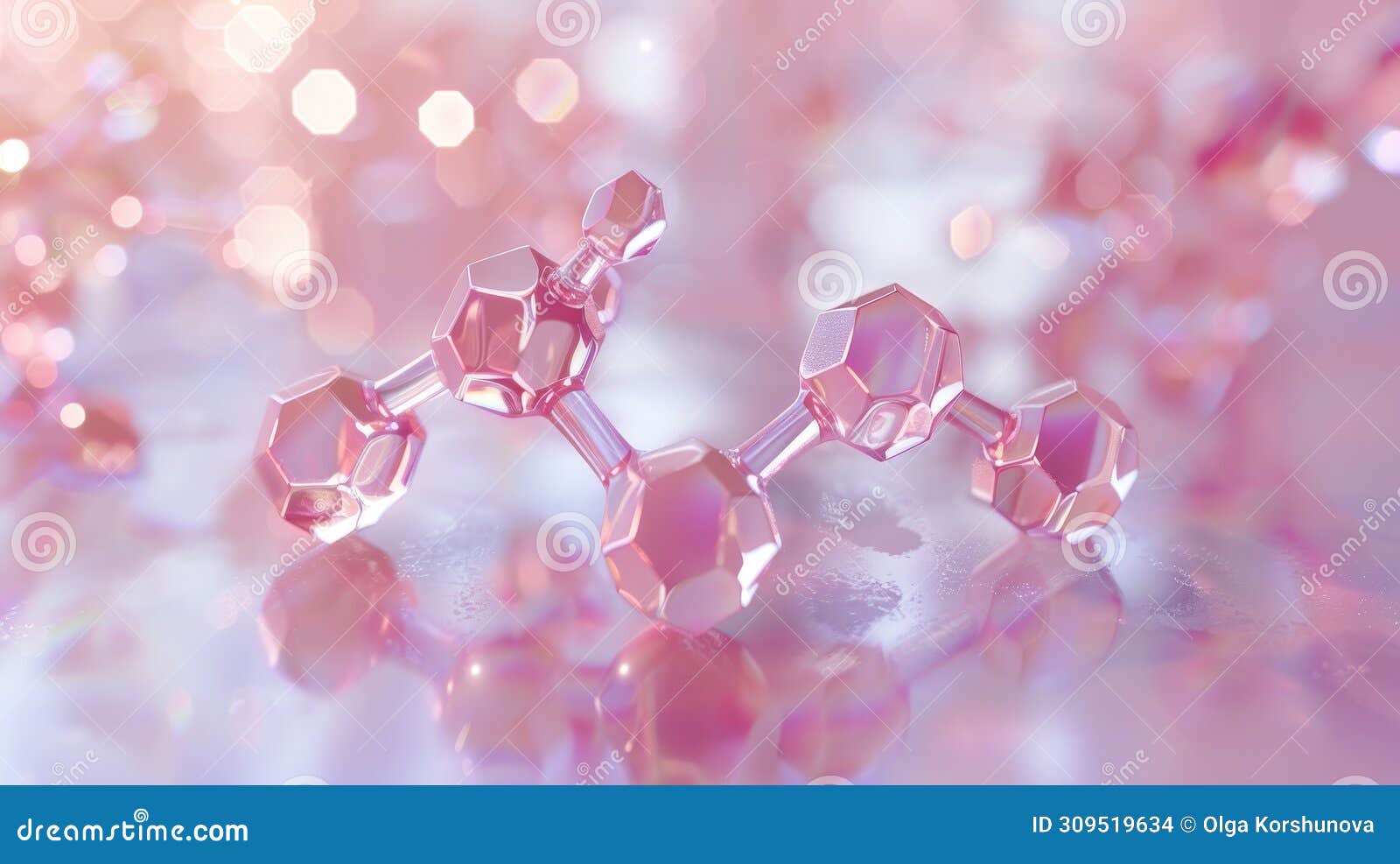 Radiant Pink Molecules on Bokeh Background, Cosmetics Concept Stock ...