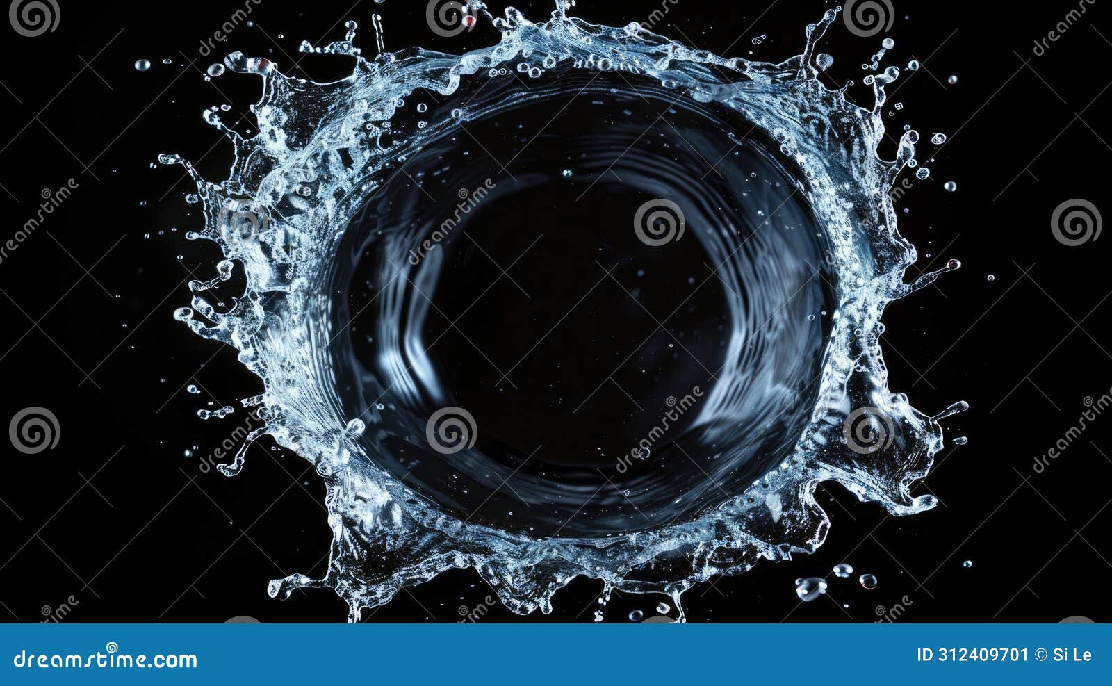 Round Water Splash in Black Circle Background Stock Illustration ...