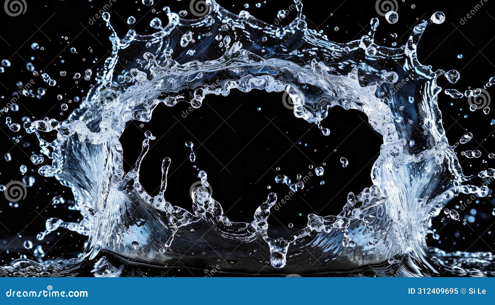 Round Water Splash in Black Circle Background Stock Illustration ...