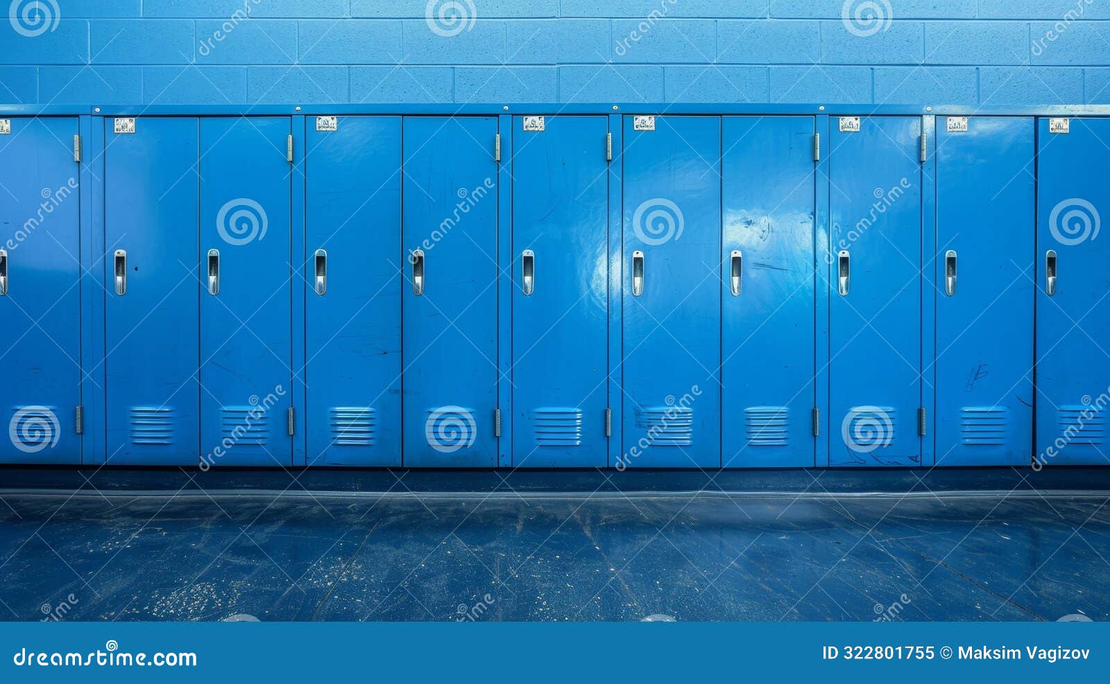 Blue School Lockers in a Hallway, Generative AI Stock Image - Image of ...
