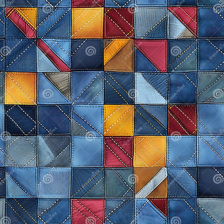 Patchwork Denim Repeating Pattern Stock Illustration - Illustration of ...