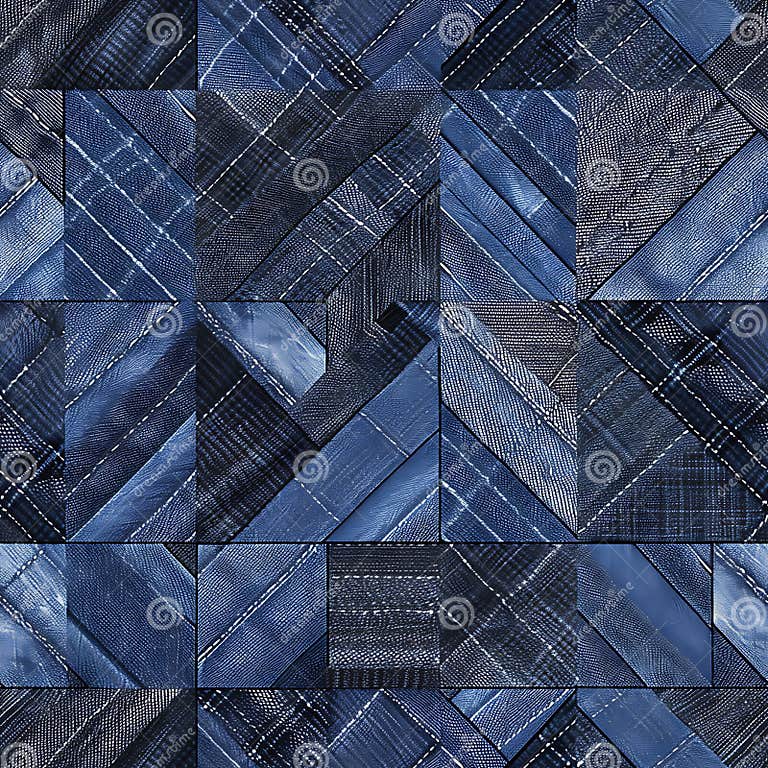 Patchwork Denim Repeating Pattern Stock Illustration - Illustration of ...