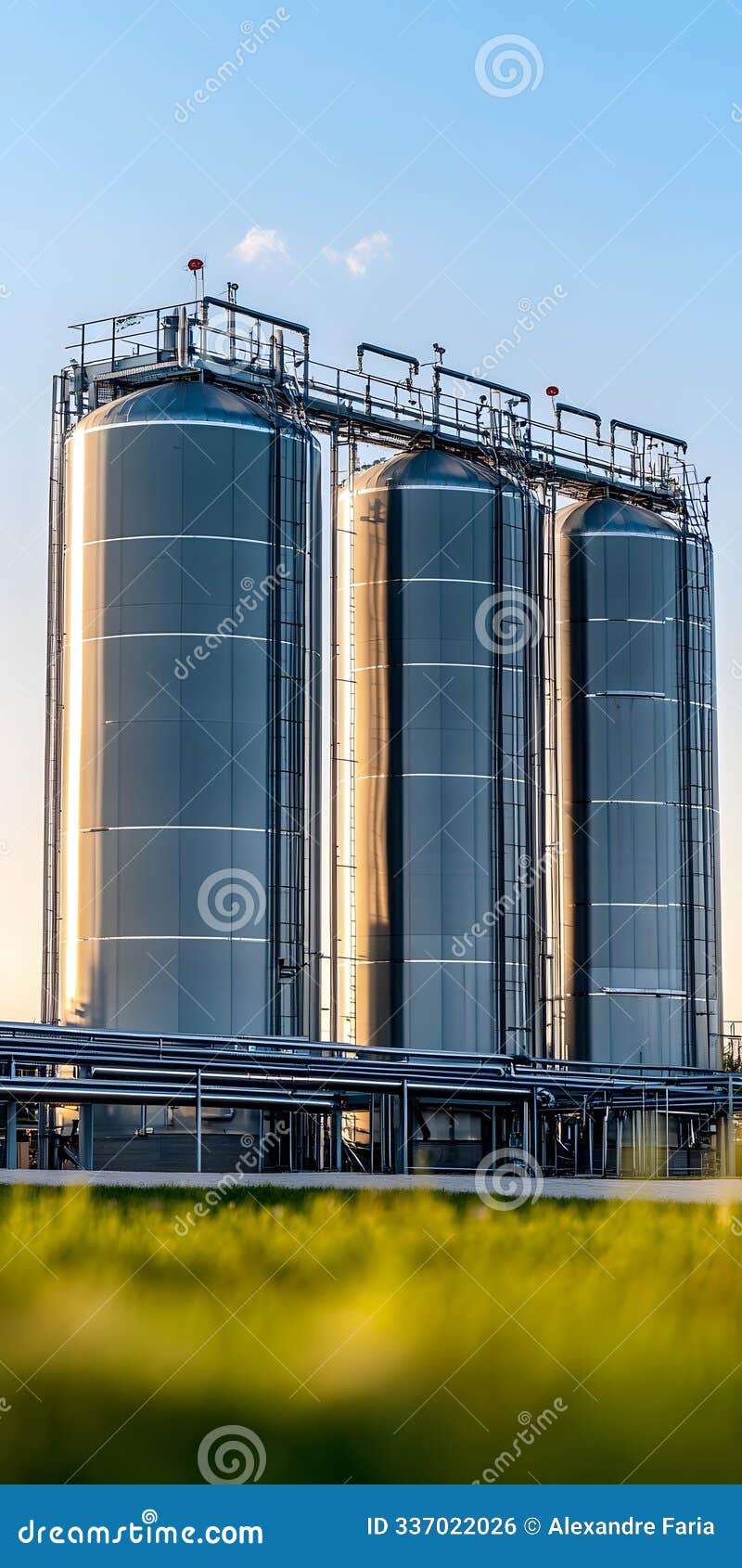 Modern Industrial Landscape with Cylindrical Storage Tanks Stock ...