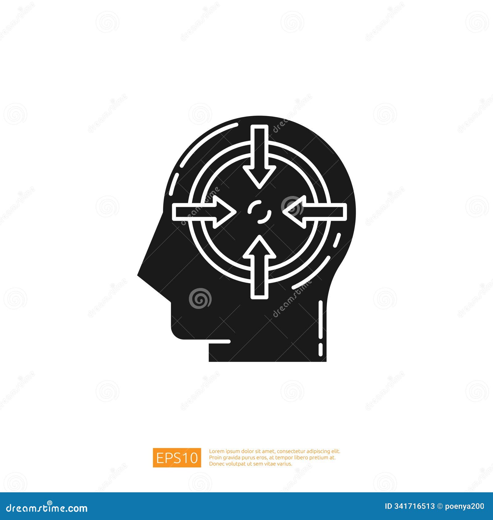 The Image Features a Silhouette of a Human Head with a Target Symbol ...