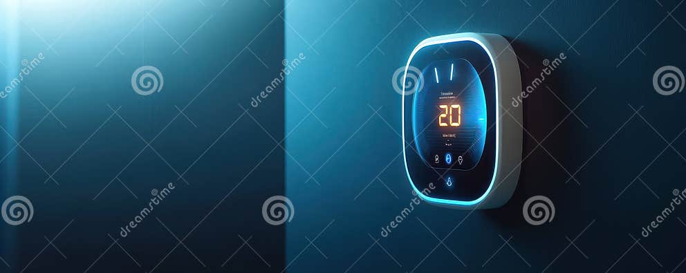 Sleek 3D Render of a Modern Smart Thermostat on a Wall, Showcasing Its ...