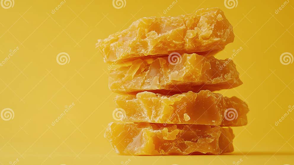 Soft Toffee Stacked on a Bright Yellow Background Stock Photo - Image ...