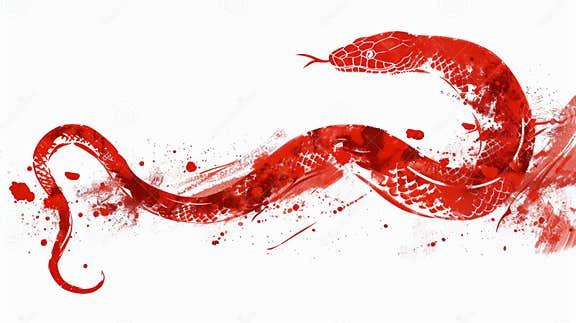 Red Snake Art in Splash Ink Style, Generative AI Stock Photo - Image of ...