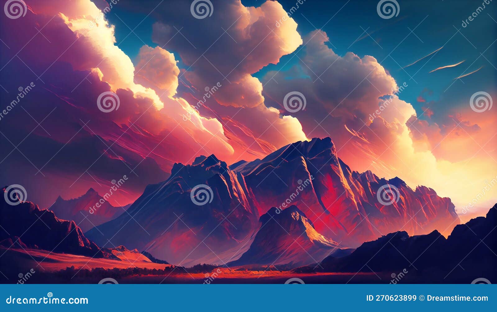 A Stunning Mountain Range at Sunset, with Jagged Peaks Rising Up into a ...