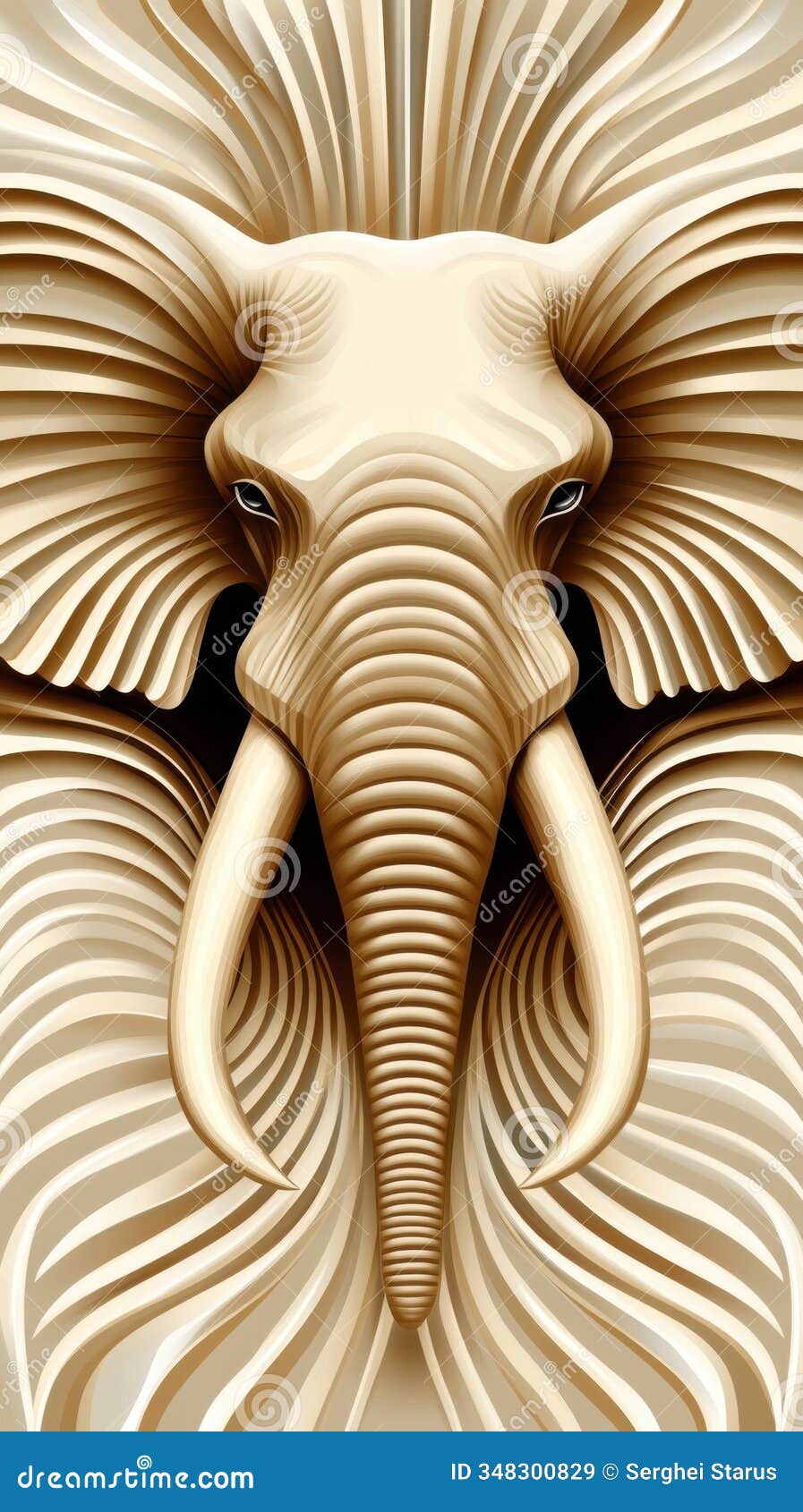 Stylized Elephant Illustration with Intricate Layered Patterns and Bold ...