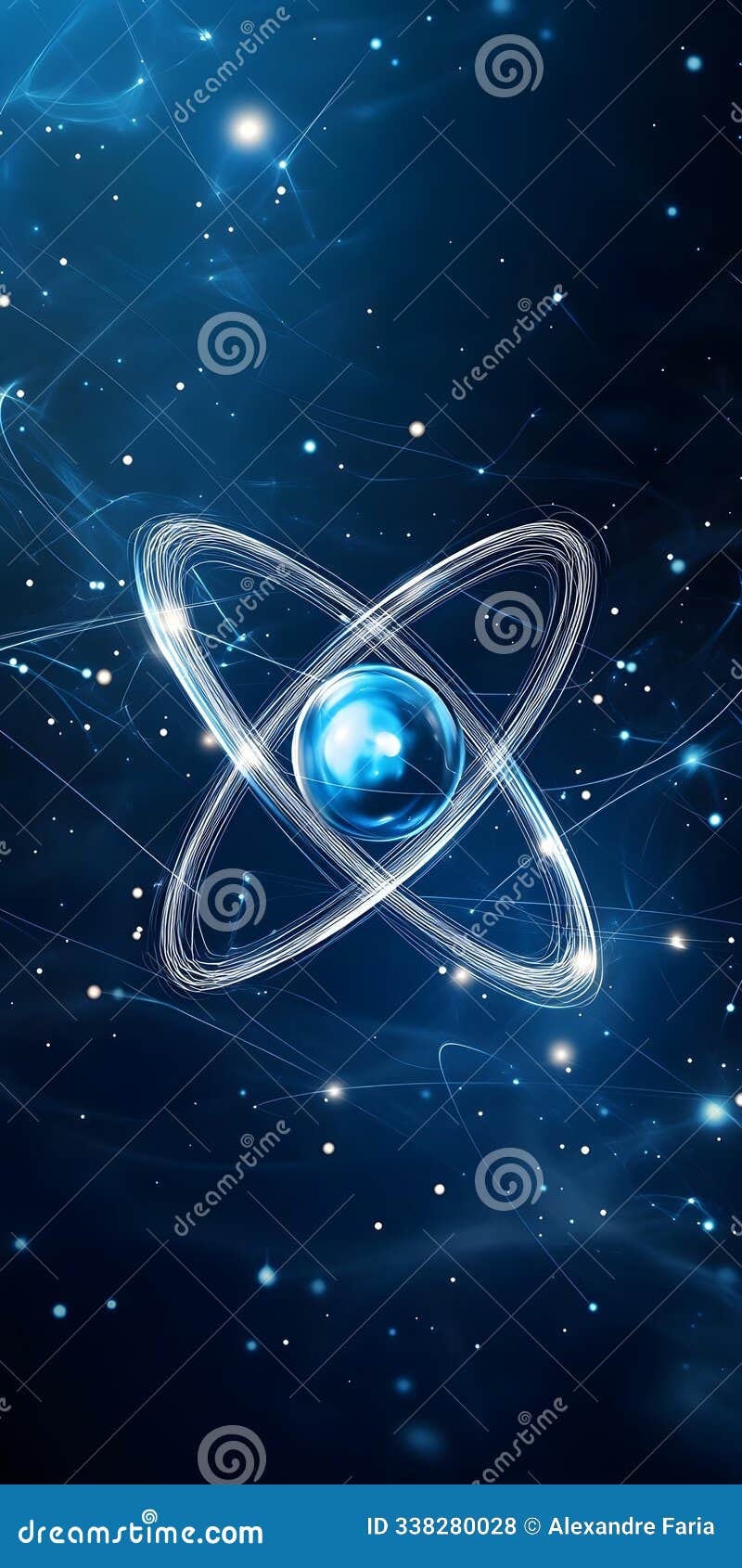 Stylized Atom in Cosmic Environment Stock Illustration - Illustration ...