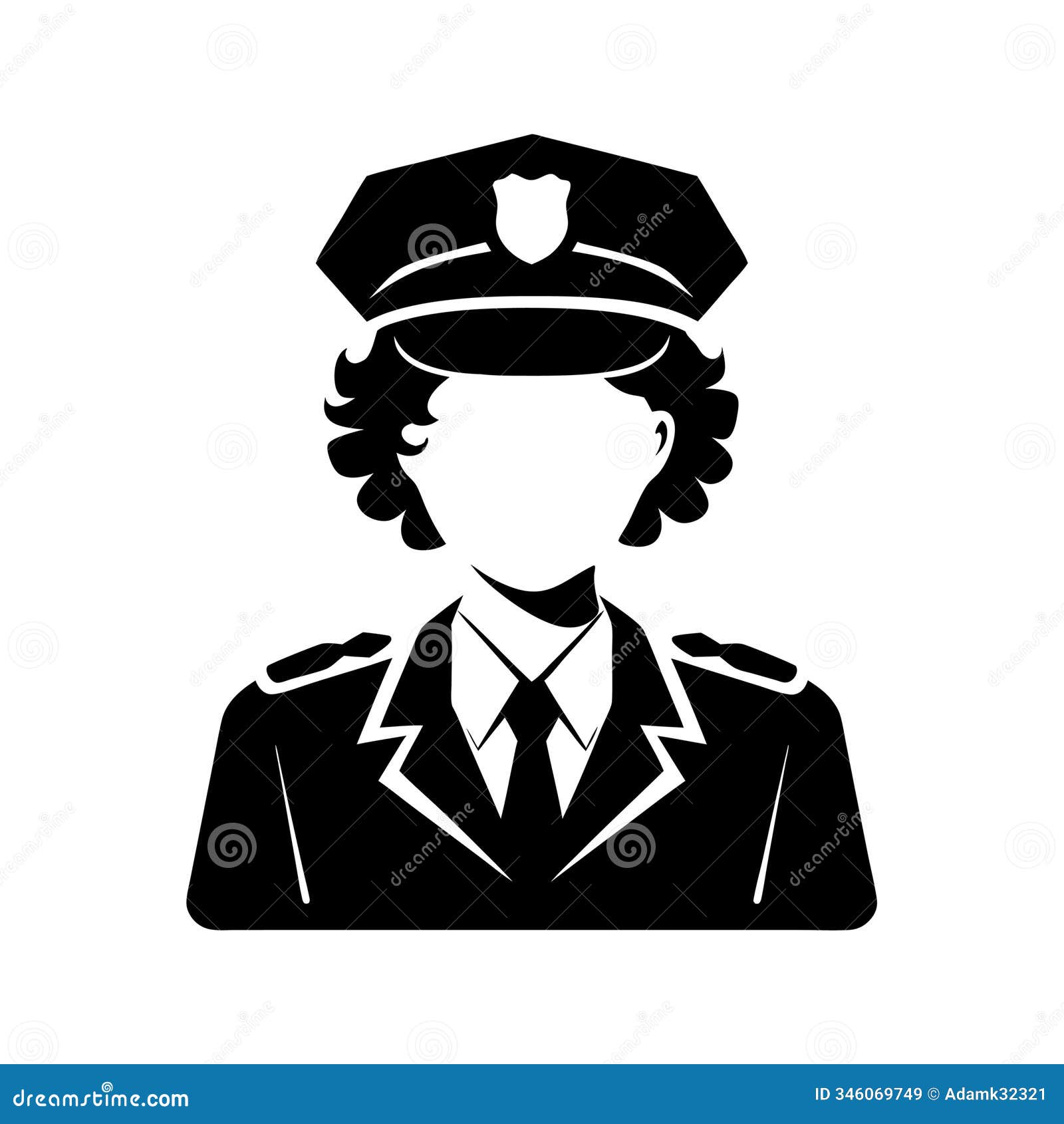 Police Officer Silhouette Vector Illustration with Uniform and Cap ...