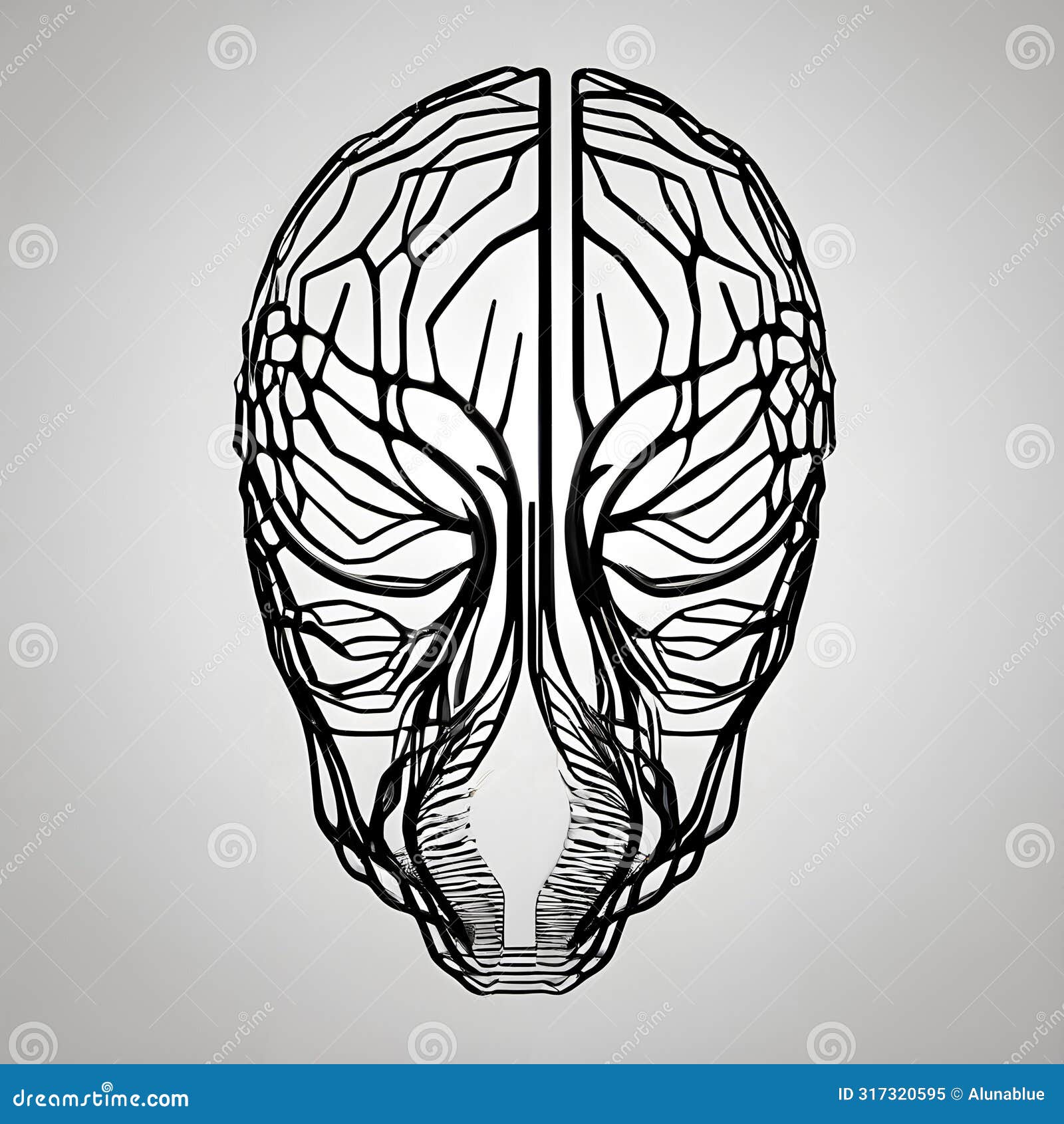 Abstract Line Art of Human Brain Hemispheres Stock Image - Image of ...