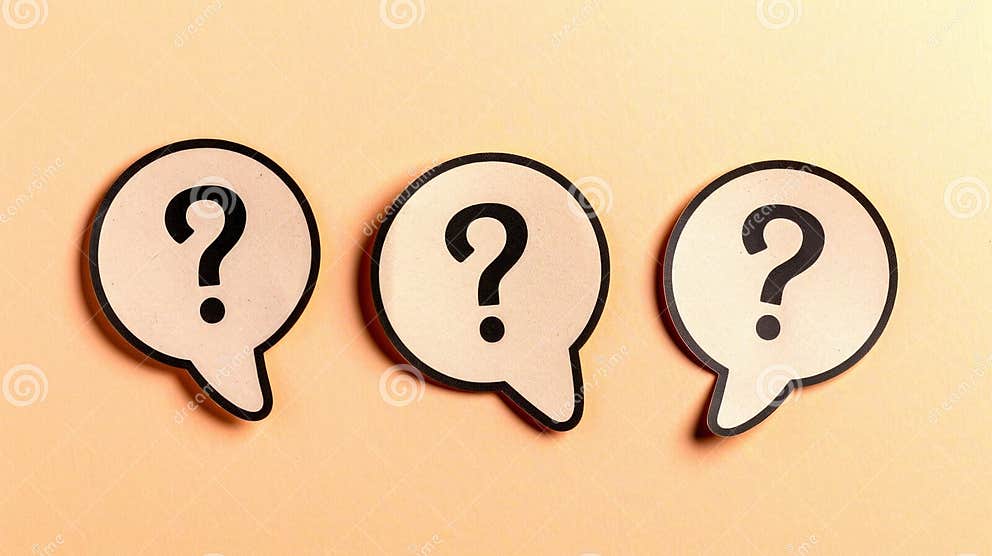 Three Speech Bubbles with Question Marks on a Soft Peach Background ...
