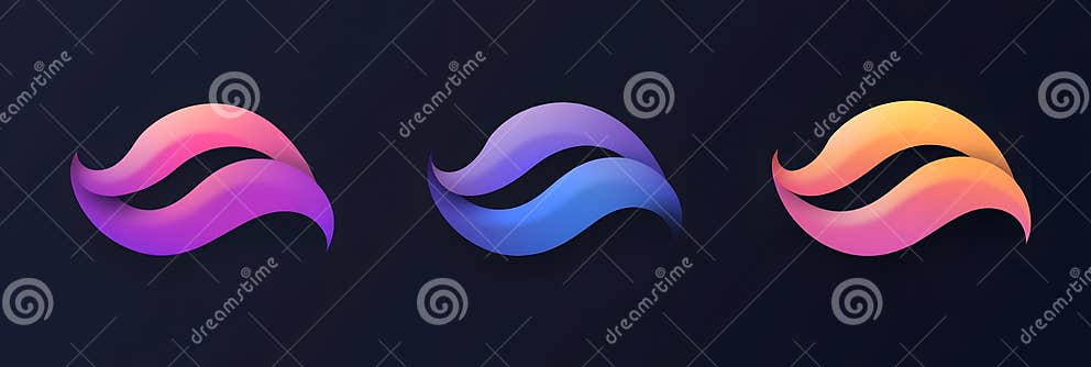 Stylized Logos with Wave-like Designs Stock Illustration - Illustration ...