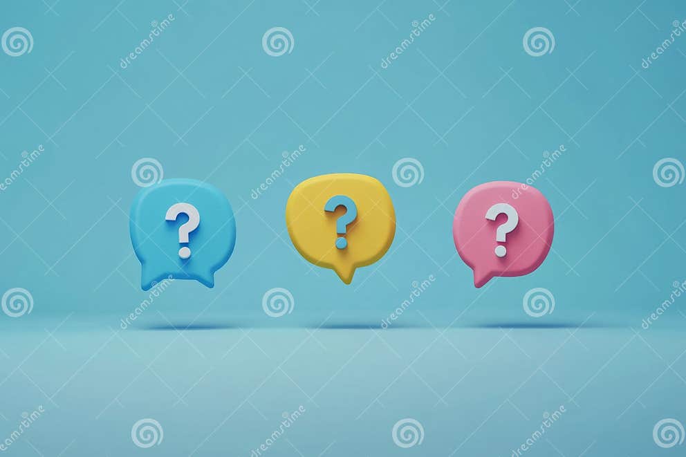 Three Colorful Speech Bubbles with Question Marks. they Represent ...