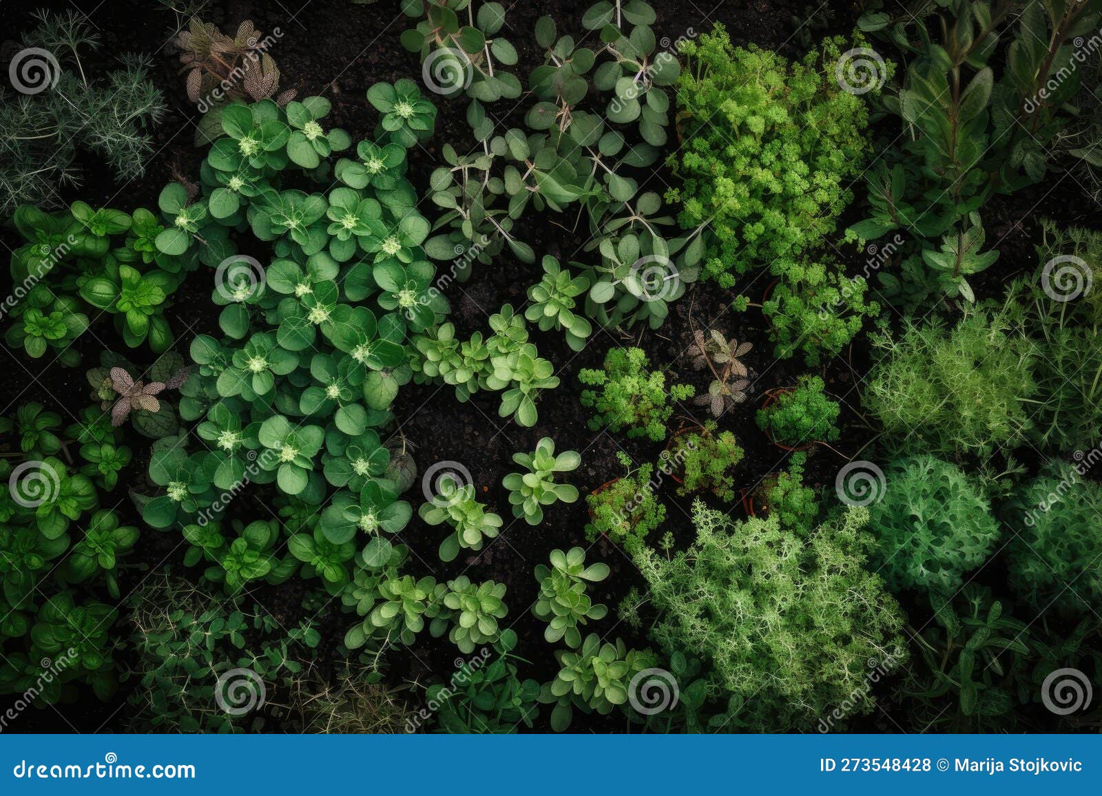 Image Features a Top-down View of Young Green Plants, with Fresh Shoots ...
