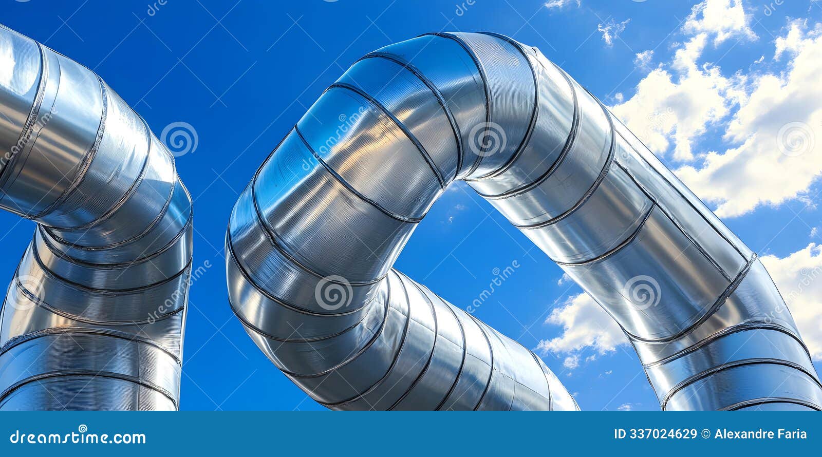 Curved Metallic Pipes Against Blue Sky Stock Illustration ...