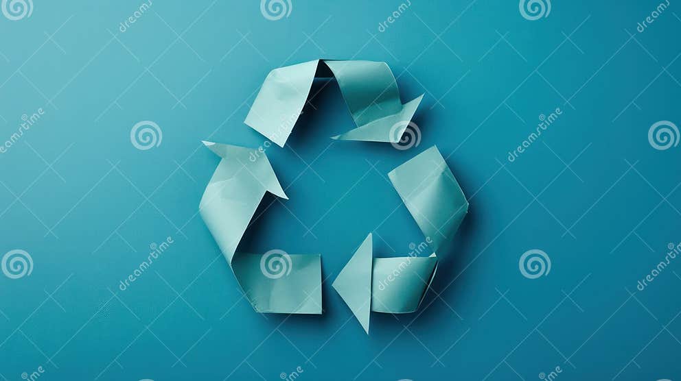 Paper Recycling Symbol On Blue Background Eco Friendly Concept Stock Illustration
