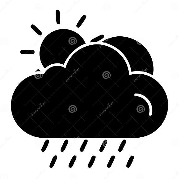 Vector Weather Sun Behind Cloud with Rainfall Design Stock Illustration ...