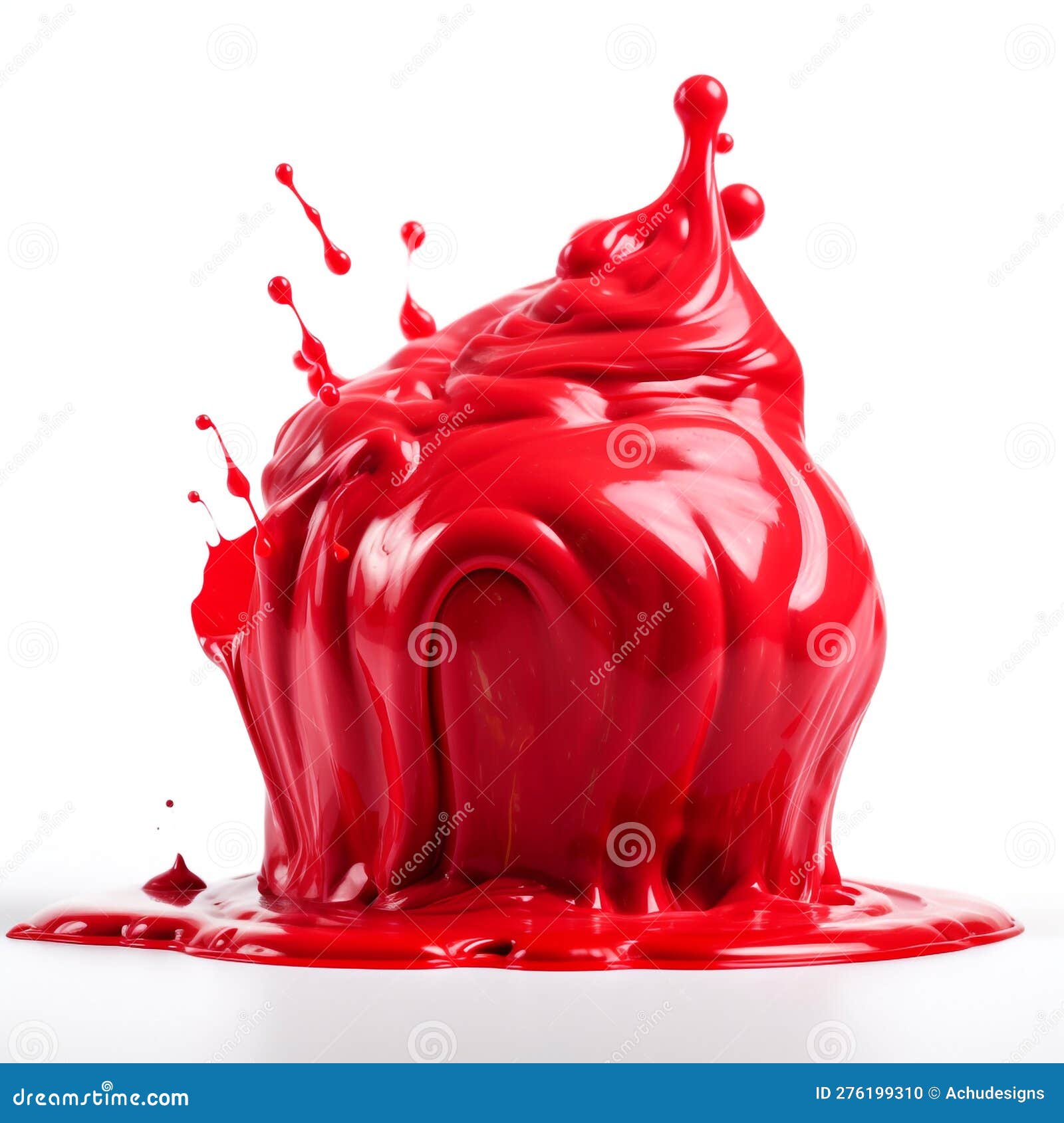 Red Paint Pouring on Pure White Background Stock Illustration ...