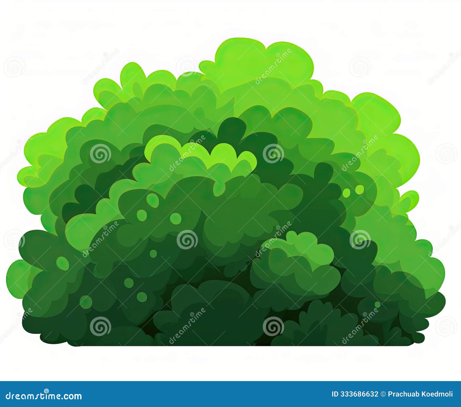 Stylized Green Bush: a Cartoonish Explosion of Foliage Stock ...