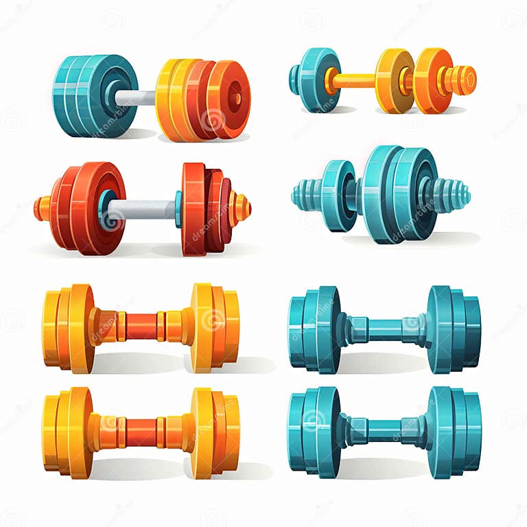 A Vibrant Set of Colorful Dumbbells in Various Sizes and Weights on a ...