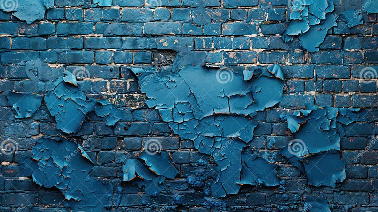 Colorful Trend: Blue Rustic Brick Wall Texture Background with Damaged ...
