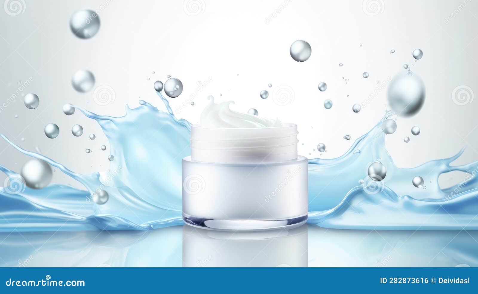Realistic Cream Molecule Background With Containers, Hyaluronic Acid ...