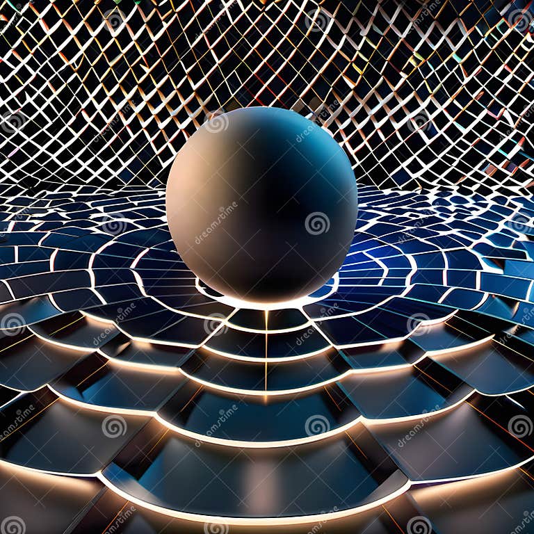 Blue-Gray Sphere on Illuminated Hexagonal Surface Stock Image - Image ...