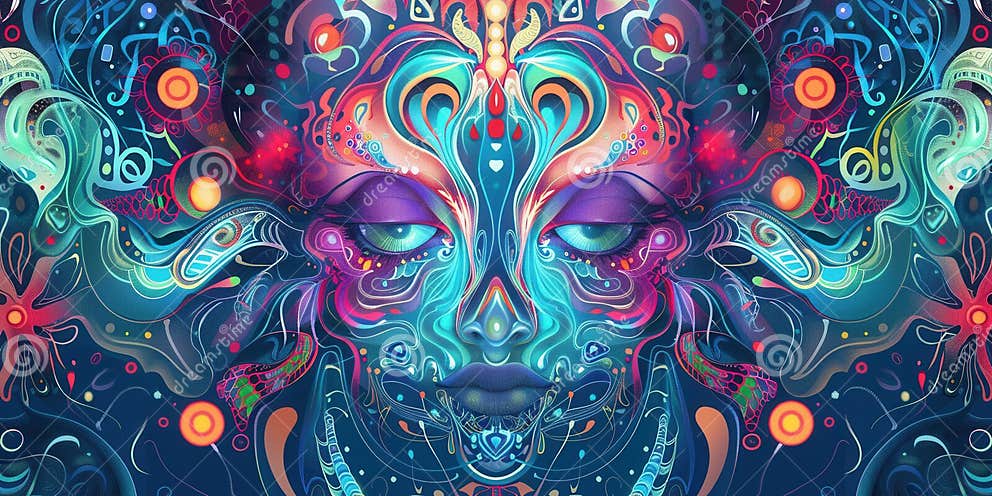 Trippy Cosmos. Abstract Geometric Shapes on High Detailed Plain ...